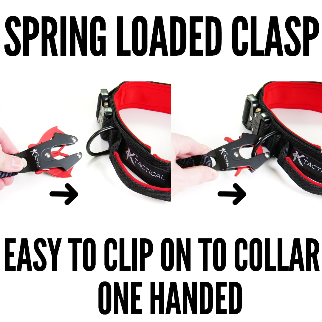 KTactical Tactical Dog Collar K9 Rugged Heavy Duty Handle Black + Red ...