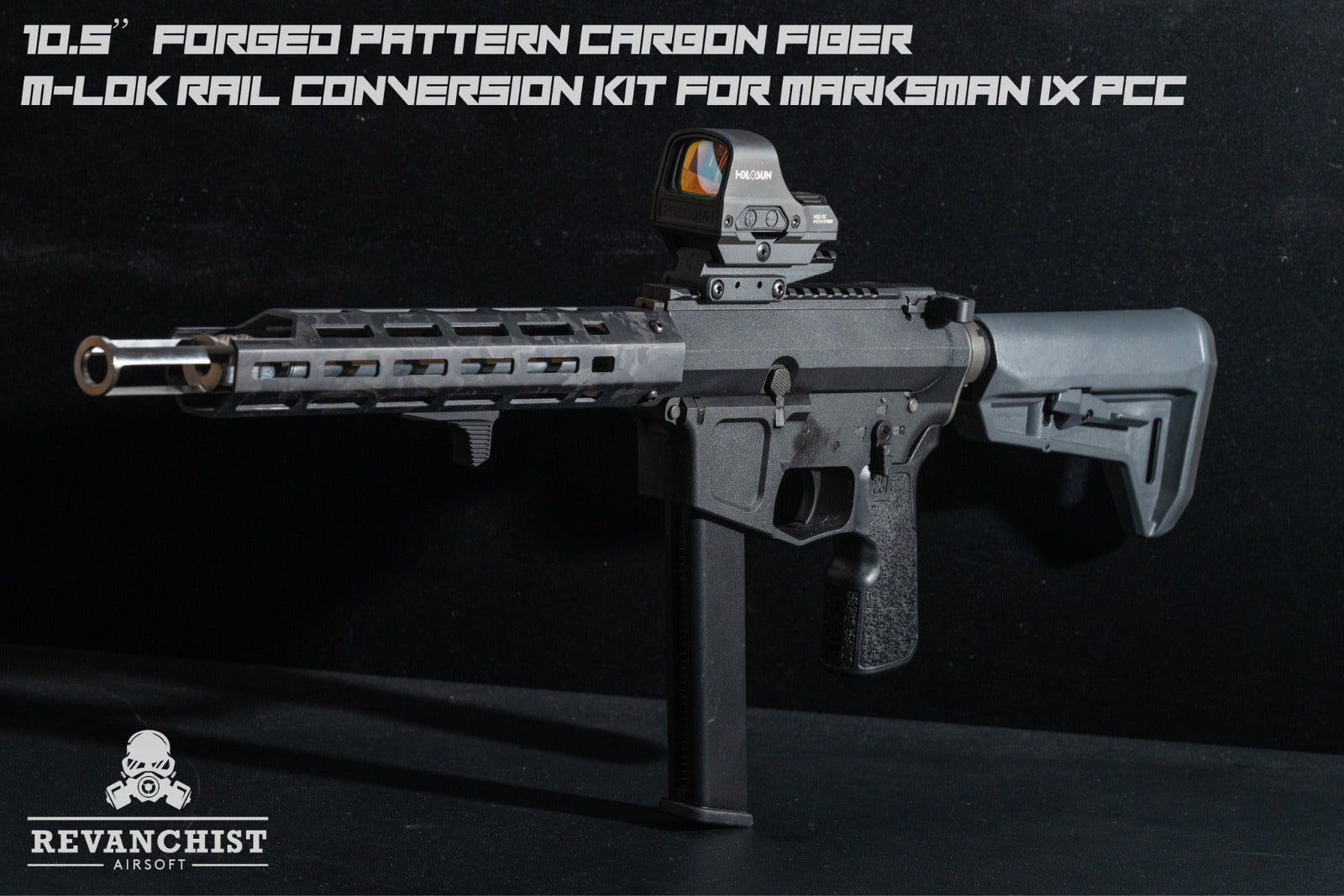 Revanchist Airsoft 10.5" Forged Pattern Carbon Fiber M-Lok Rail Conver ...
