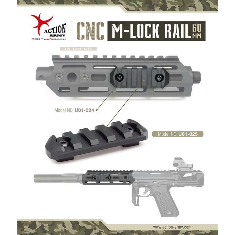 Bang Bang Airsoft - Action Army CNC M-Lock Rail (60mm)